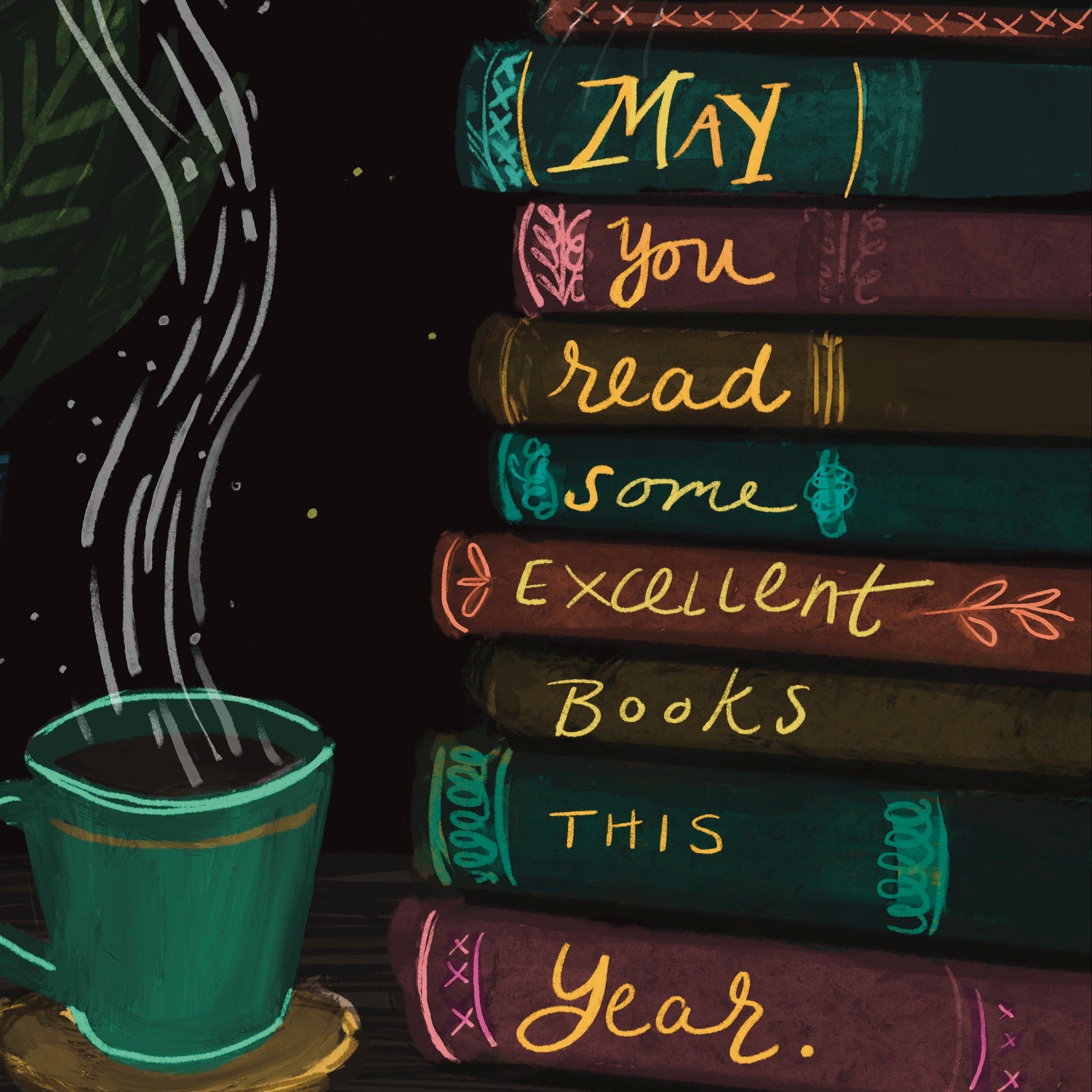 May You Read Some Excellent Books This Year — Birthday Card – Tiny and ...