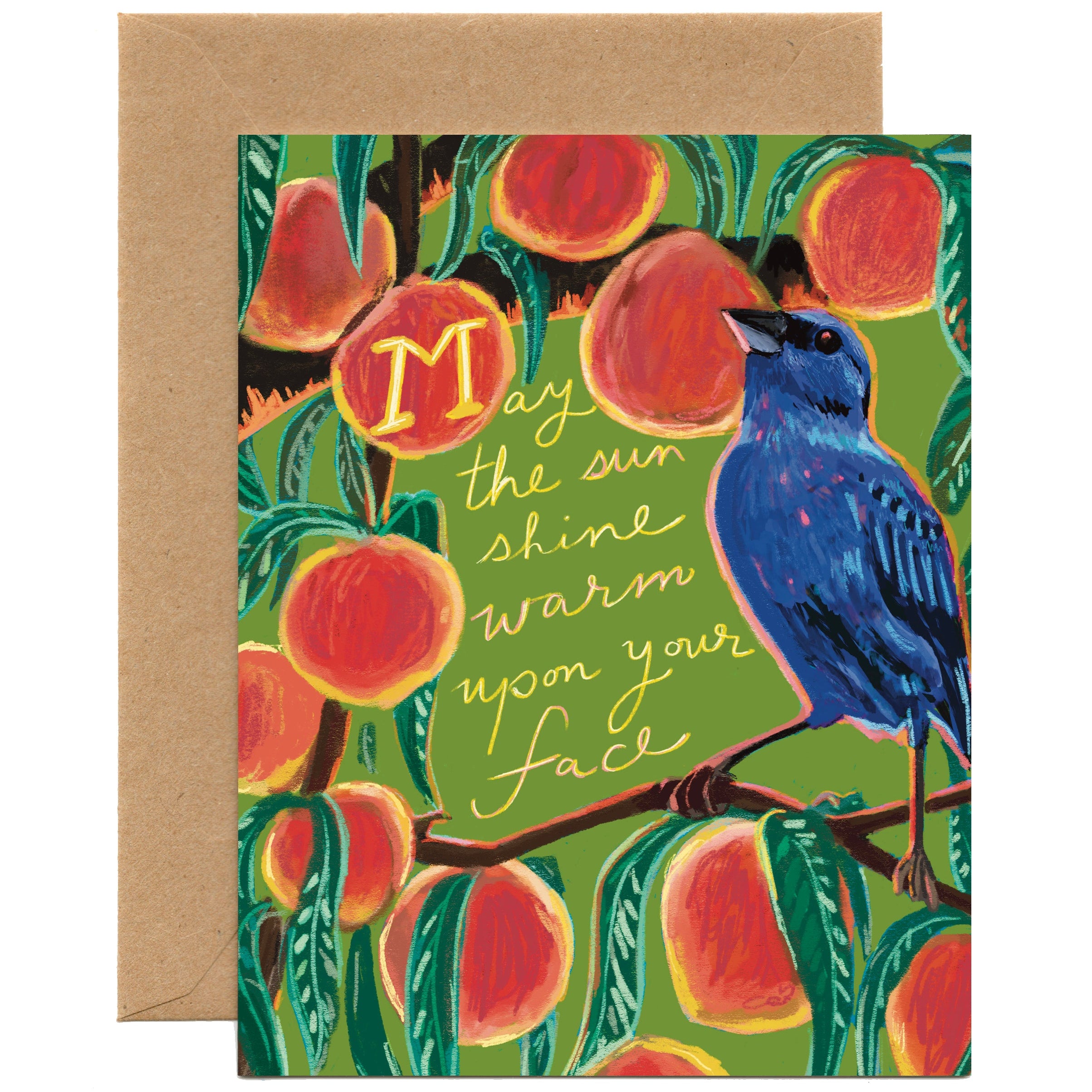 May The Sun Shine Warm Upon Your Face (Indigo Bunting in Peach Tree ...