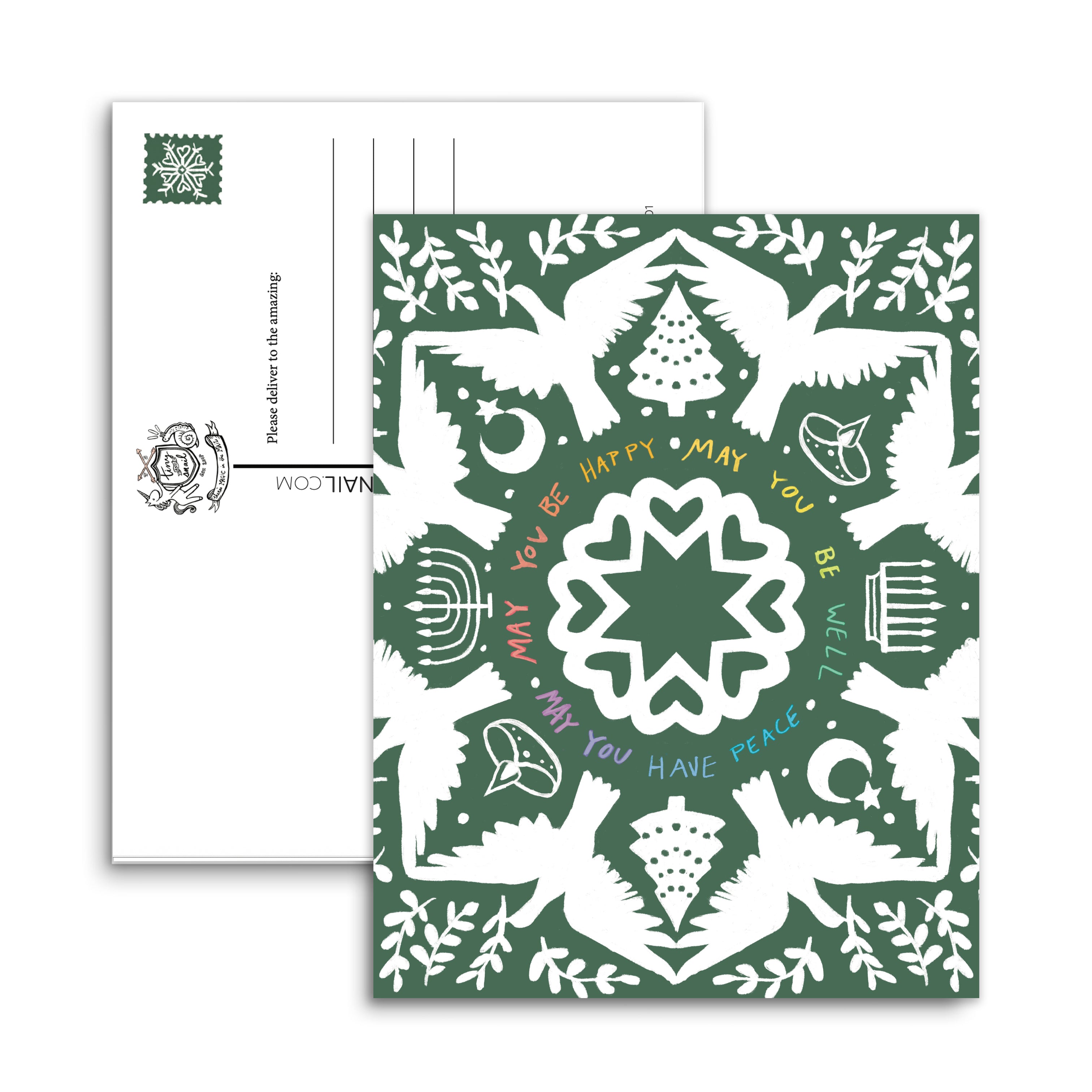 Set of 10 Praying for Peace Postcard — Holiday Postcard – Tiny and Snail
