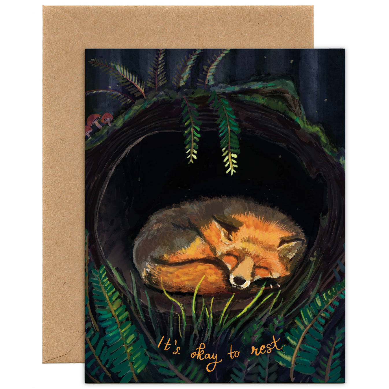 It's Okay to Rest Fox Card – Tiny and Snail